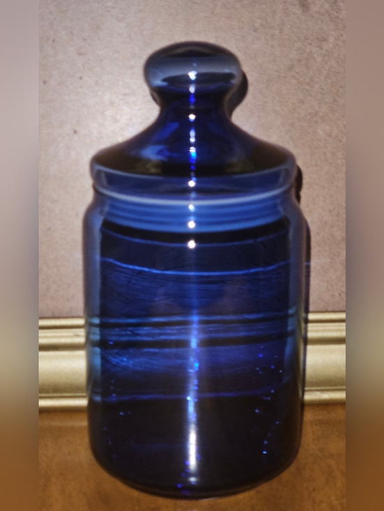 Kitchen | Vintage Cobalt Blue Glass Apothecary Jar With Lid | Poshmark